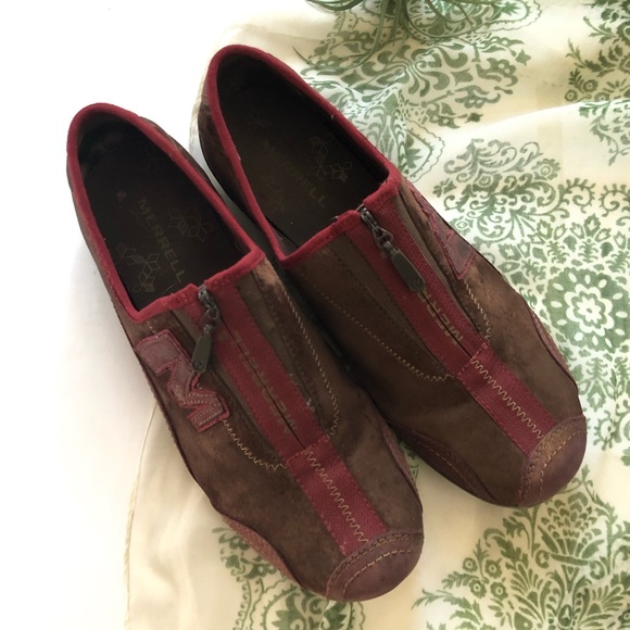 Merrell | Shoes | Merrell Arabesque Leather Zip Slip On Flat Shoes 8 ...